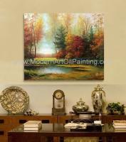 China Classical Original Oil Landscape Paintings River Side For Wall Decor for sale