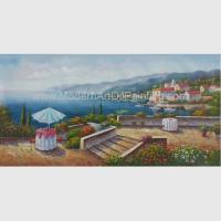China Acrylic Classic Mediterranean Scenes Oil Painting Colorful Oceanside for sale