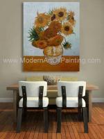 China Countryside Vincent Van Gogh Oil Paintings Sunflowers with Vienna Gold Leaf 20 x 24 inches for sale