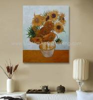 China Countryside Vincent Van Gogh Oil Paintings Sunflowers with Vienna Gold Leaf 20 x 24 inches for sale