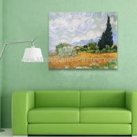 China Handmade Vincent Van Gogh Oil Paintings Reproduction Wheat Field with Cypresses for sale