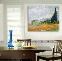 China Handmade Vincent Van Gogh Oil Paintings Reproduction Wheat Field with Cypresses for sale