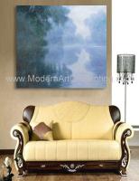 China Green Claude Monet Oil Paintings Reproduction Misty Morning on the Seine for sale
