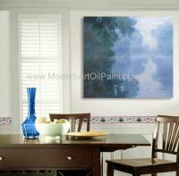 China Green Claude Monet Oil Paintings Reproduction Misty Morning on the Seine for sale