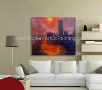 China Old Master Claude Monet Oil Paintings Houses of Parliament painting Hand Painted for sale