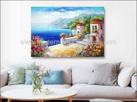 China Hand - painted Impressionism Mediterranean Oil Painting Vacation Harbor for sale