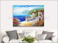 China Hand - painted Impressionism Mediterranean Oil Painting Vacation Harbor for sale