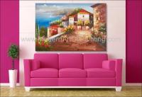 China Mediterranean Sea Oil Painting Impression Coastline Landscape Painting for Decor for sale