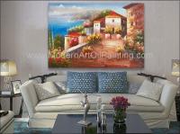 China Mediterranean Sea Oil Painting Impression Coastline Landscape Painting for Decor for sale