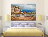 China Handmade Mediterranean Landscape Oil Painting Garden Scene Oil Painting for Decor for sale