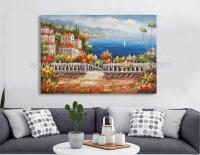 China Handmade Mediterranean Landscape Oil Painting Garden Scene Oil Painting for Decor for sale