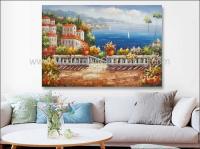 China Handmade Mediterranean Landscape Oil Painting Garden Scene Oil Painting for Decor for sale