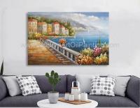 China European Mediterranean Oil Painting , Handmade Canvas Flower Garden Oil Painting for sale
