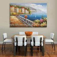 China European Mediterranean Oil Painting , Handmade Canvas Flower Garden Oil Painting for sale