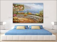 China Coastline Mediterranean Oil Painting Italy Landscape Oil Painting For Wall Decor for sale