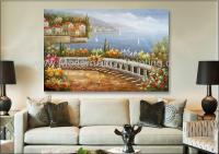 China Coastline Mediterranean Oil Painting Italy Landscape Oil Painting For Wall Decor for sale