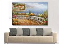 China Coastline Mediterranean Oil Painting Italy Landscape Oil Painting For Wall Decor for sale