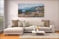China Acrylic Classic Mediterranean Scenes Oil Painting Colorful Oceanside for sale
