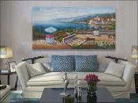 China Acrylic Classic Mediterranean Scenes Oil Painting Colorful Oceanside for sale
