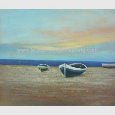 China Modern Decorative Boats Oil Painting Ship On The Beach Acrylic And Oil Painting for sale