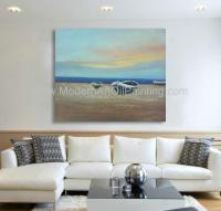 China Modern Decorative Boats Oil Painting Ship On The Beach Acrylic And Oil Painting for sale