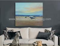 China Modern Decorative Boats Oil Painting Ship On The Beach Acrylic And Oil Painting for sale