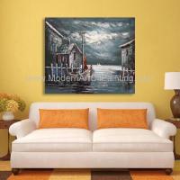 China Abstract Houses Boat Dock Canvas Wall Art Paintings For Living Room for sale