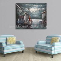 China Abstract Houses Boat Dock Canvas Wall Art Paintings For Living Room for sale