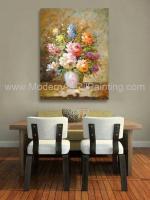 China Abstract Floral Still Life Oil Paintings Colorful Flowers Vase Canvas Painting for sale