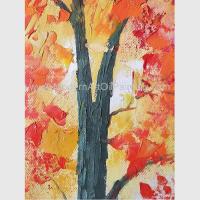 China Abstract Palette Knife Oil Painting Handmade Landscape Autumn Forest For Star Hotels for sale