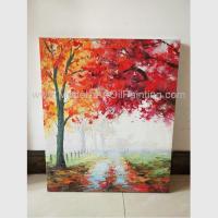 China Abstract Palette Knife Oil Painting Handmade Landscape Autumn Forest For Star Hotels for sale