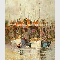 China Framed Palette Knife Oil Painting , Abstract sailboat scenery wall art painting for sale