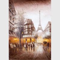 China Palette Knife Paris Oil Painting Paris Street Handmade Thick Oil on Canvas for sale