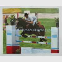 China Photo Custom Oil Portraits Horse Race Oil Painting Handmade On Canvas for sale