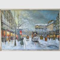 China Home Decor Handmade Paris Oil Painting Canvas Streetscape Painting for sale