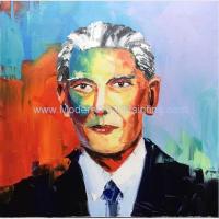 China Stretcher Framing Portrait Oil Painting Custom Oil Portrait Hero Of Pakistan for sale