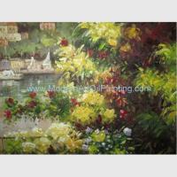 China Handmade Canvas Mediterranean Oil Painting Linen Garden Scenery Oil Painting for sale
