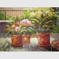 China Handmade Canvas Mediterranean Oil Painting Linen Garden Scenery Oil Painting for sale