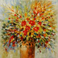 China Palette Knife Floral Oil Painting Canvas Thick Oil Floral Paintings 100x100cm for sale