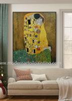 China Hand Painted Reproduction Oil Paintings Canvas Kiss Oil Painting For Home Decoration for sale