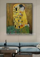 China Hand Painted Reproduction Oil Paintings Canvas Kiss Oil Painting For Home Decoration for sale