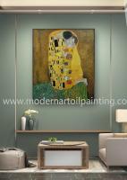 China Hand Painted Reproduction Oil Paintings Canvas Kiss Oil Painting For Home Decoration for sale