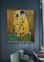 China Hand Painted Reproduction Oil Paintings Canvas Kiss Oil Painting For Home Decoration for sale