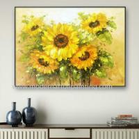 China Palette Knife Sunflower Oil Paintings Floral Wall Art Paintings For Bedroom for sale
