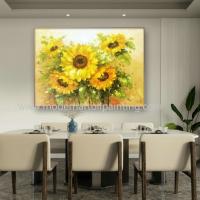 China Palette Knife Sunflower Oil Paintings Floral Wall Art Paintings For Bedroom for sale