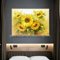 China Palette Knife Sunflower Oil Paintings Floral Wall Art Paintings For Bedroom for sale