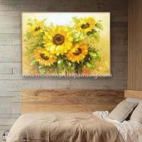 China Palette Knife Sunflower Oil Paintings Floral Wall Art Paintings For Bedroom for sale