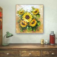 China Floral Sunflower Palette Knife Painting For Living Room Interior Decoration for sale