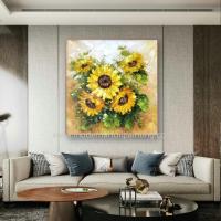 China Floral Sunflower Palette Knife Painting For Living Room Interior Decoration for sale