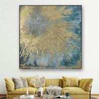 China Handmade Gold Abstract Art Canvas Paintings For Christmas Wall Decorations 80 cm x 80 cm for sale